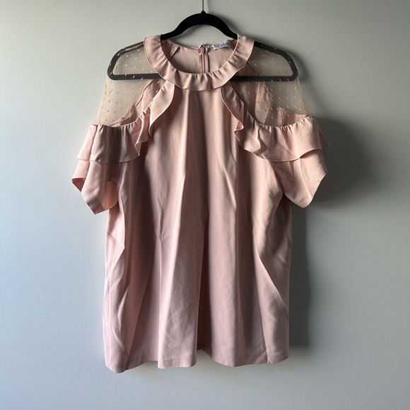 RED Valentino | Tops | Red Valentino Pale Pink Short Sleeve Ruffle Top ...